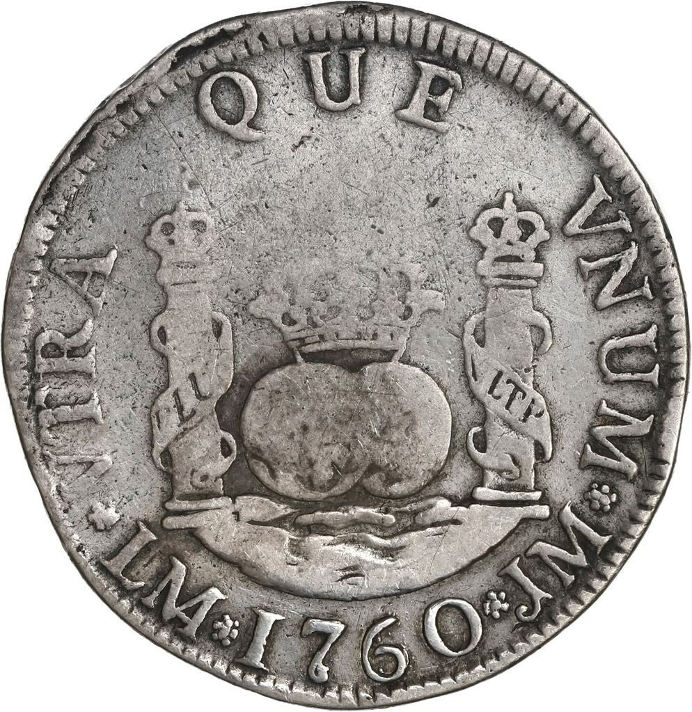 PERU Lima Silver Pillar 2 Reales Ferdinand VI 1760/59 JM ex-O'Brien Un ...
