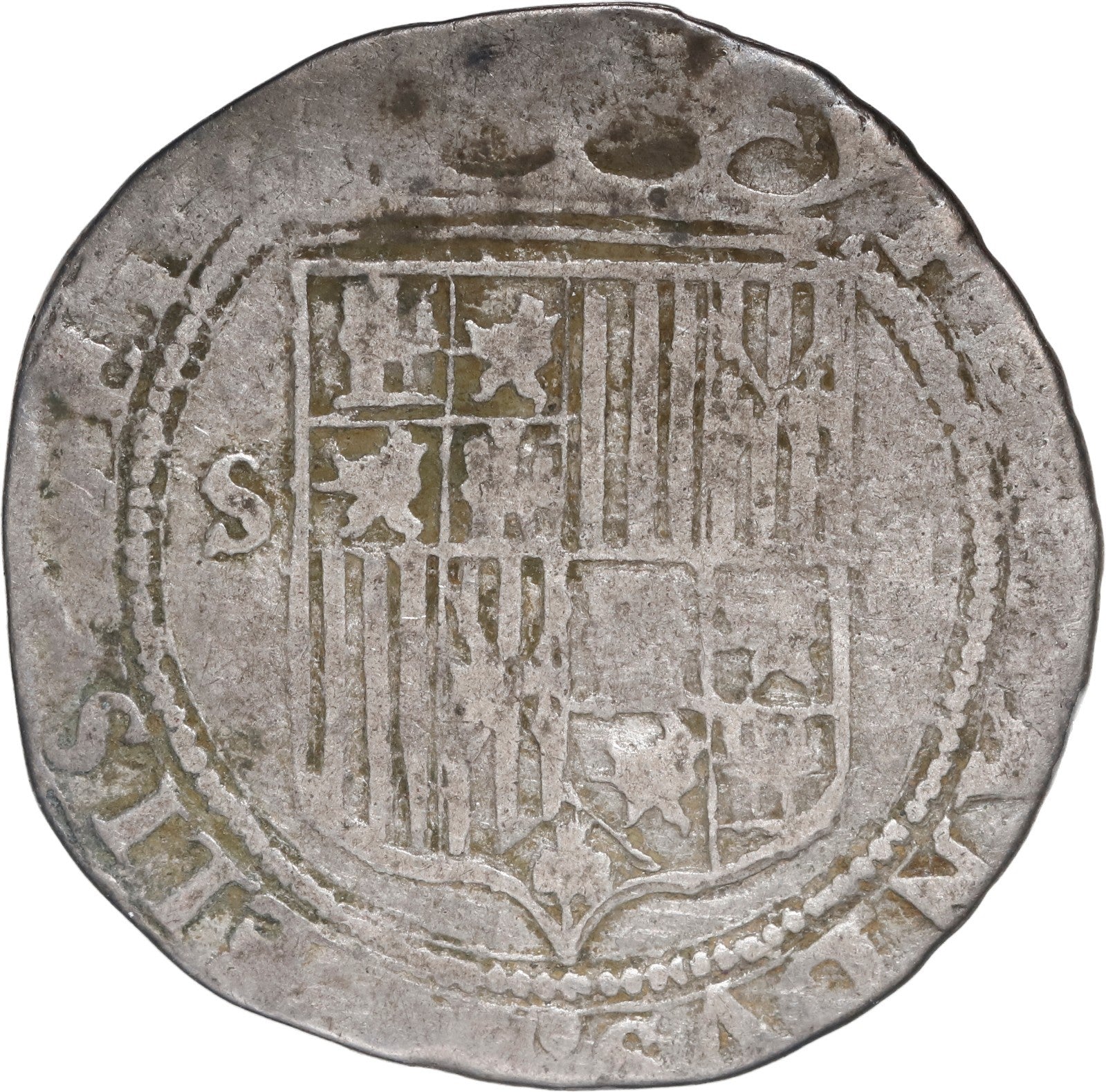 SPAIN, Seville, 2 reales, Ferdinand-Isabel, assayer * on reverse, mint ...