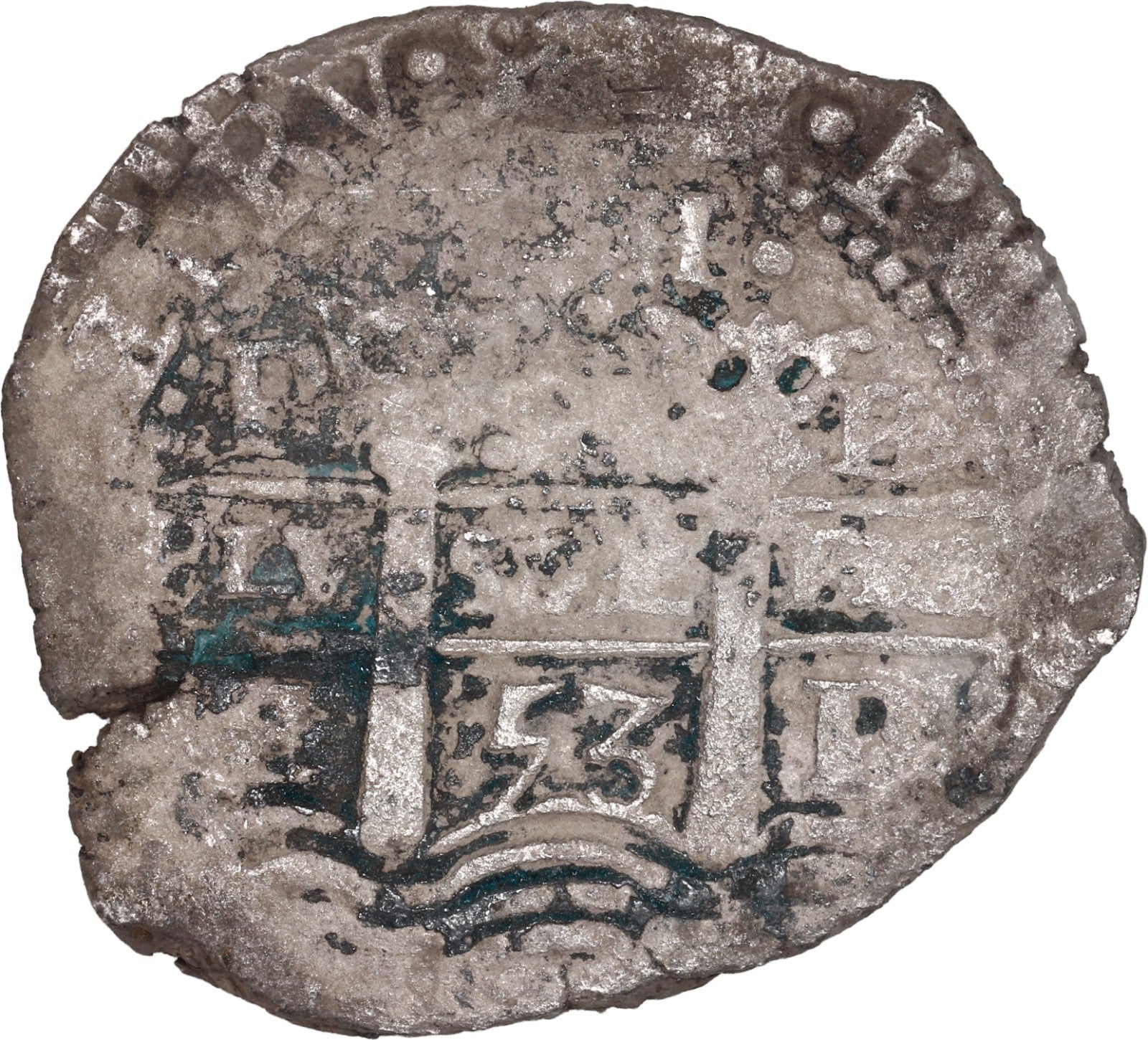 Jupiter Shipwreck (1659) BOLIVIA, Potosí, cob 8 reales, 1653 E, •PH• a ...