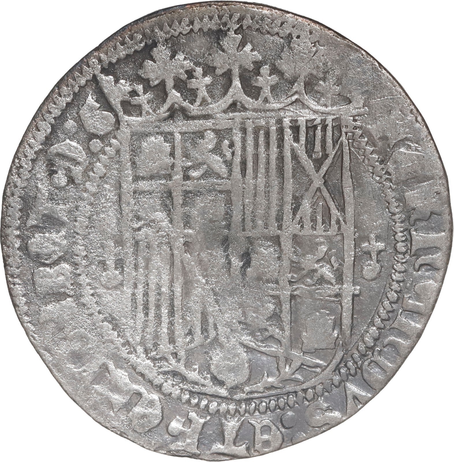 SPAIN, Granada, 1 real, Ferdinand-Isabel, assayer cross-topped O flank ...